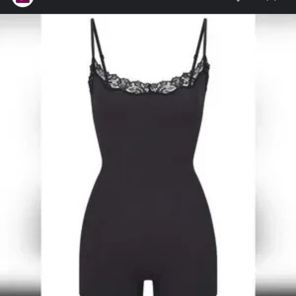 SKIMS | Intimates & Sleepwear | Skims Black Lace Trim Romper | Poshmark